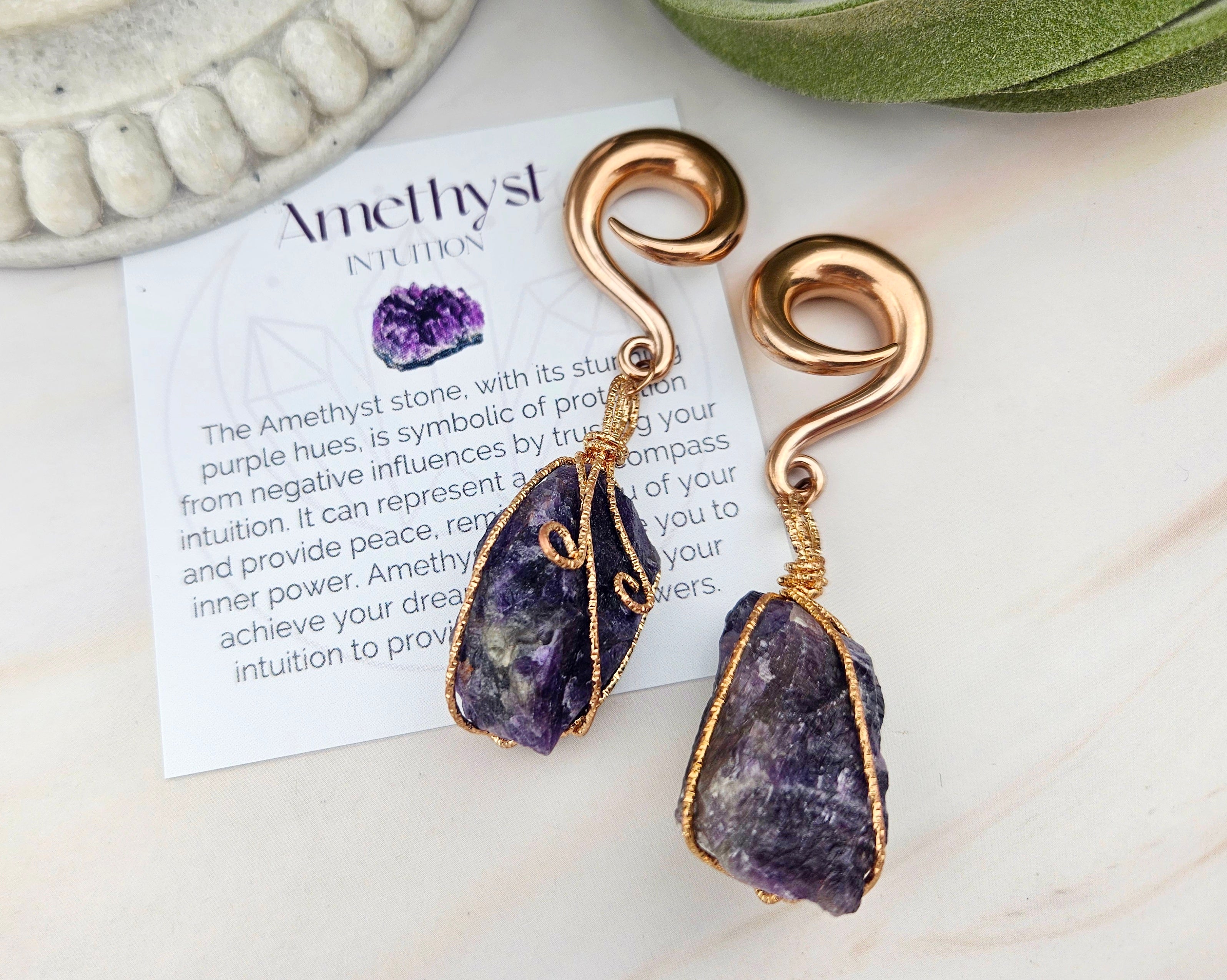 Crystal Wrap Ear Weights 4mm 6G 10mm 00G Amethyst Intuition